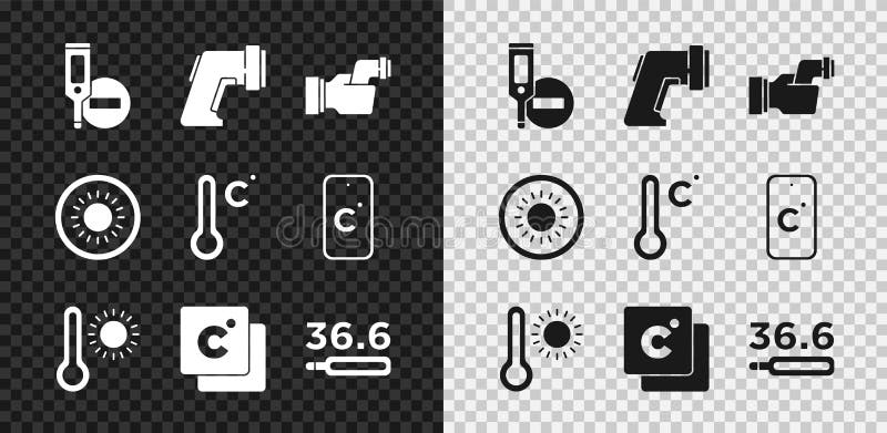 Set Digital Thermometer, Checking Body Temperature, Meteorology ...