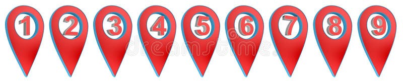 Set of digits with map pin stock illustration. Illustration of sign ...