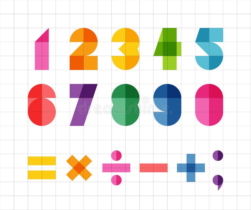 Set of Digits and Mathematical Signs Stock Vector - Illustration of ...
