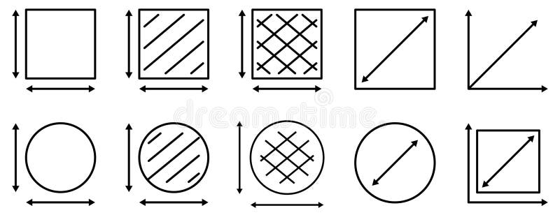 Set of Dimension Line Icons Stock Vector - Illustration of square, thin ...