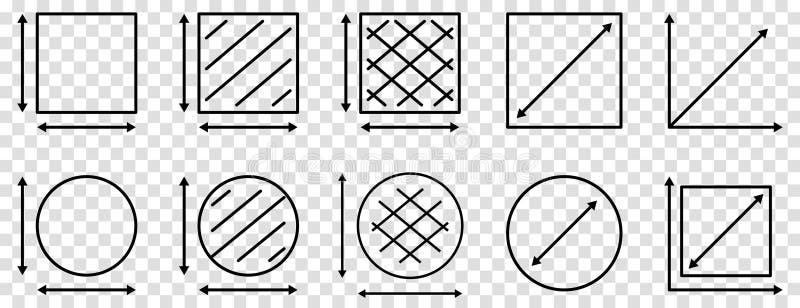 Set of Dimension Outline Icons Stock Vector - Illustration of depth ...