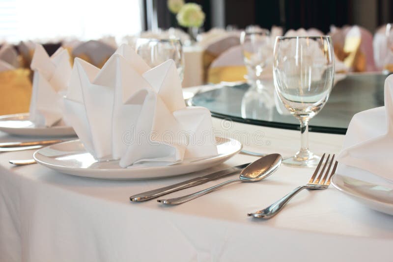 Fancy Table Set for a Dinner Stock Image - Image of luxury, catering ...