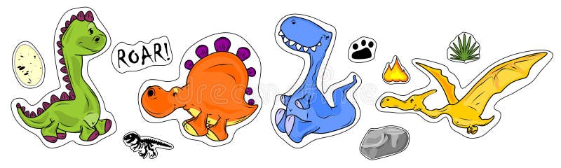 Set of dinosaur stock illustration. Illustration of cute - 240592673