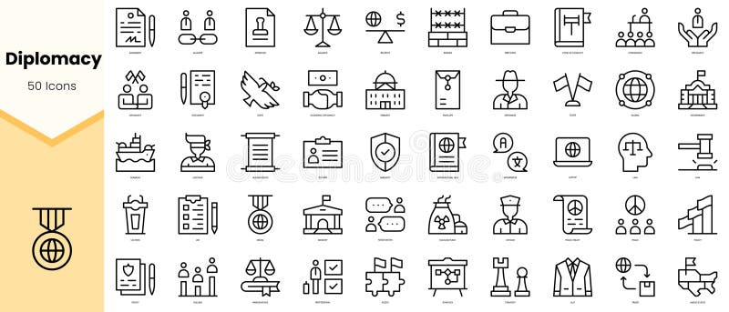 Set of Diplomacy Icons. Simple Line Art Style Icons Pack Stock Vector ...