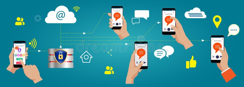 Set of Direct Message Process Concept. 3D Illustration Stock ...