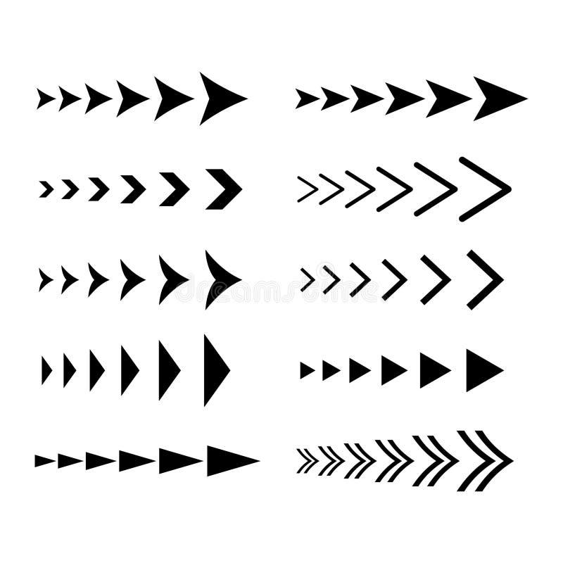 Set of Directional Arrows in Various Styles and Sizes Vector ...