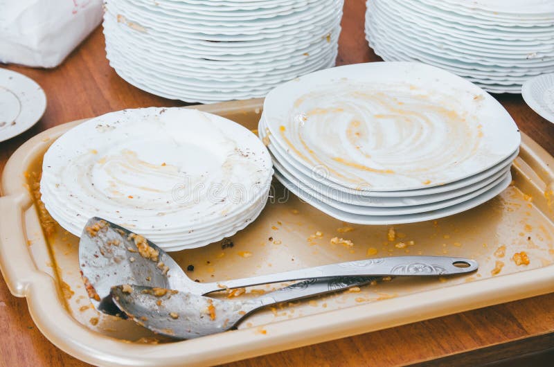 Set of dirty plates stock image. Image of cleaning, restaurant - 171617421