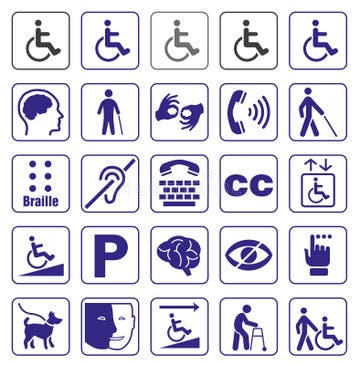 Set of Disability Icons or Graphic Elements with Information about ...