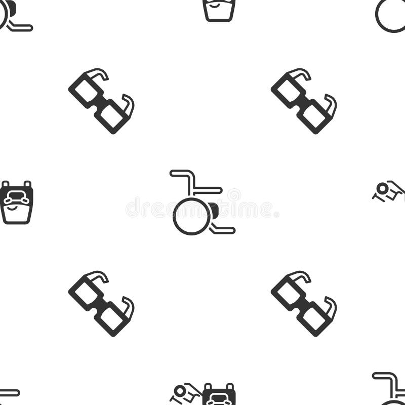 Set Disabled Car, Wheelchair and Eyeglasses on Seamless Pattern. Vector ...