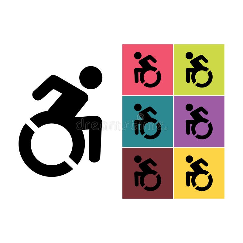 Set of Disabled Person Icon Vector. Symbol for Web Site Computer and ...