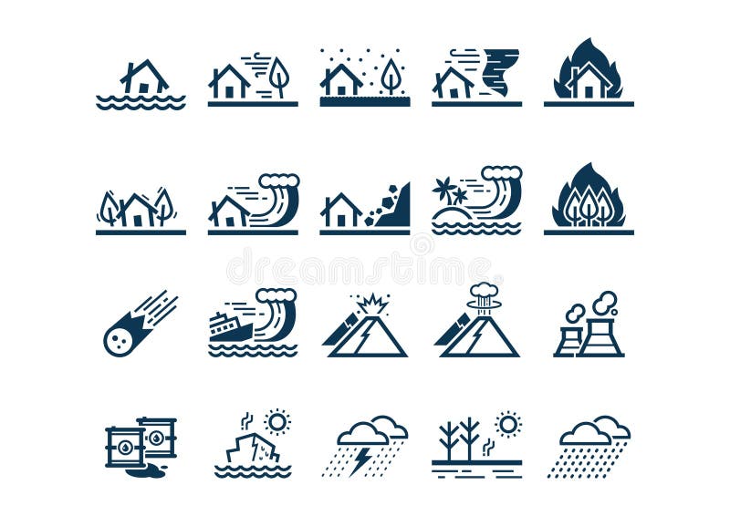 Set of Natural Disaster Icons. Vector Illustration Decorative Design ...