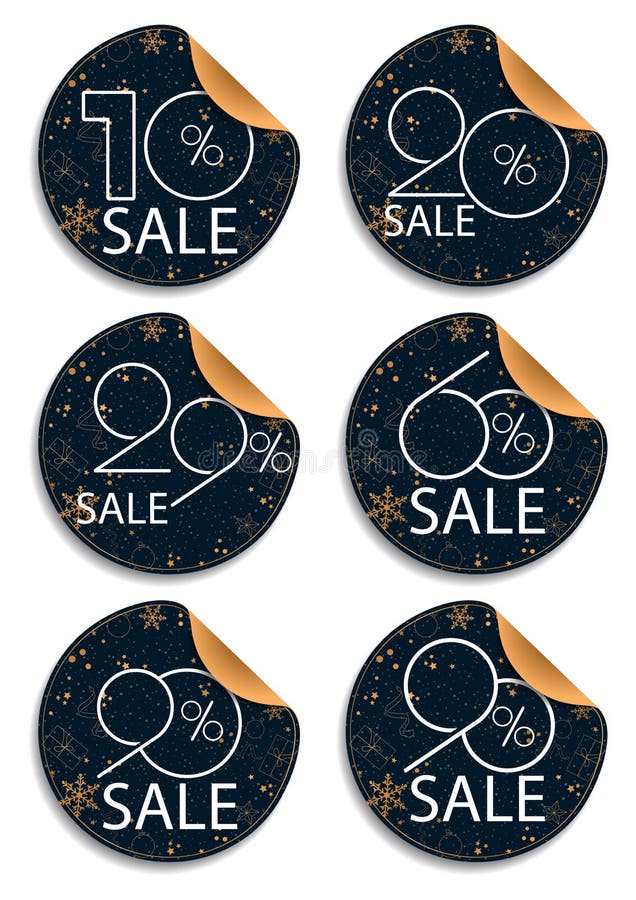 Set of Discount Christmas and New Year Stickers Stock Vector ...