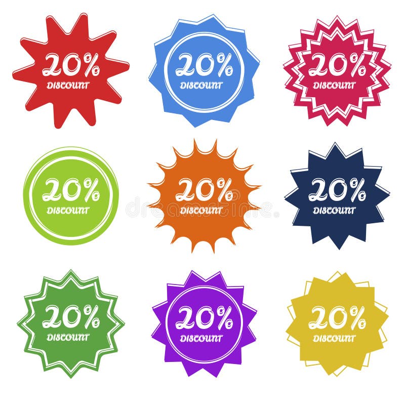 Set of Discount Vector Icons on White Isolated Background Stock Vector ...