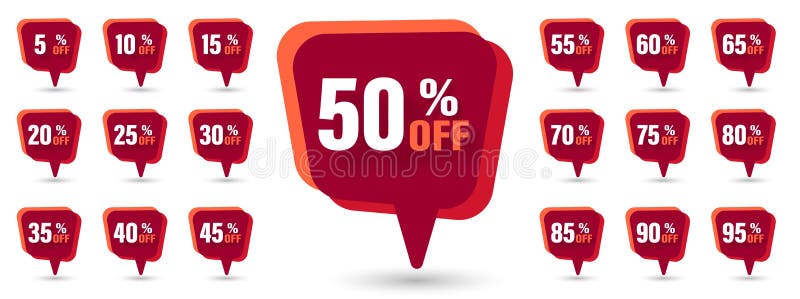 Red Set of Discount Icons, Vector Illustration Stock Vector ...