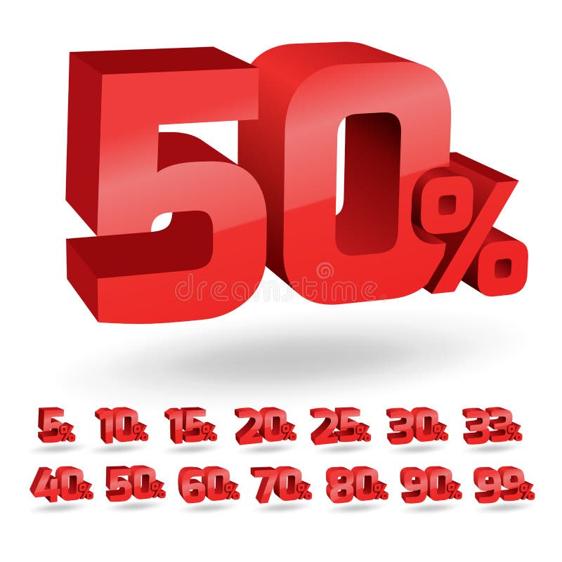 Set of Discount Percent Illustration Stock Vector - Illustration of ...