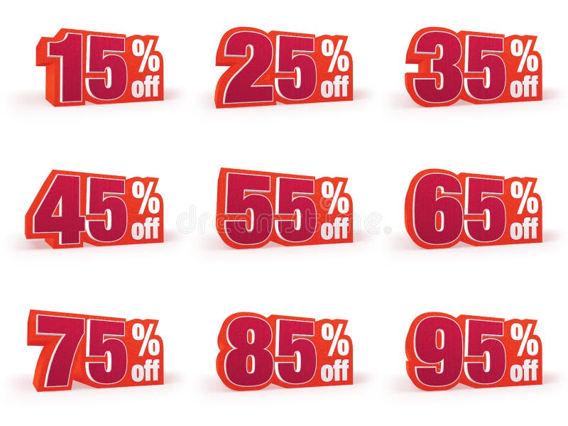 Set of Discount Price Signs in Red Wool Look Stock Illustration ...