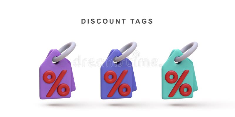 Set of Discount Tags Isolated on White Background. Vector Illustration ...