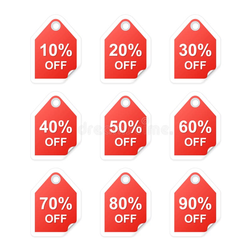 Set of discount tags stock vector. Illustration of clip - 52783623