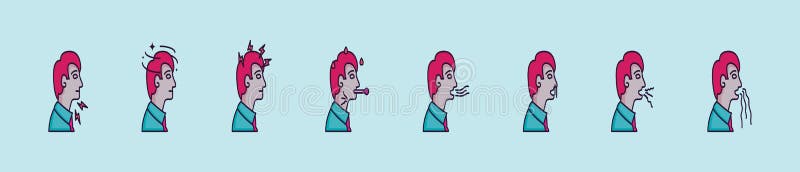 Set of Disease and Affliction Cartoon Icon Design Template with Various ...