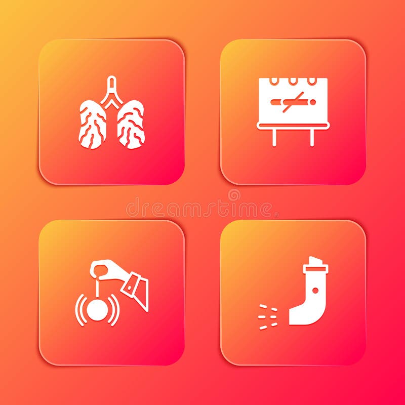 Set Disease Lungs, No Smoking, Hypnosis and Inhaler Icon. Vector Stock ...