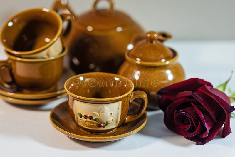 Set of Dishes for Coffee. Coffee Set. Coffee. Stock Image - Image of ...