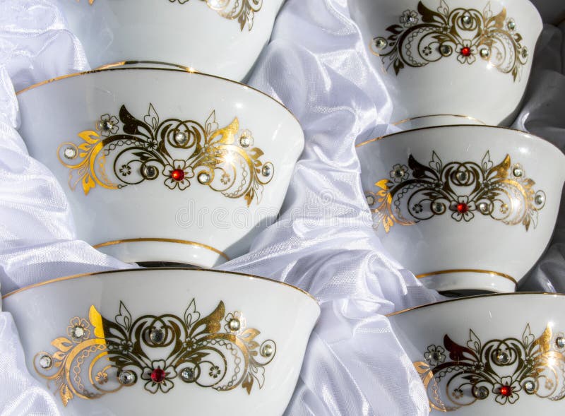 A Set of Dishes for Tea Drinking, Tea Bowls in a Box. Stock Image ...