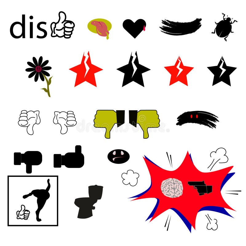 Set of Dislike Icons Made in the Form of Buttons Stock Vector ...