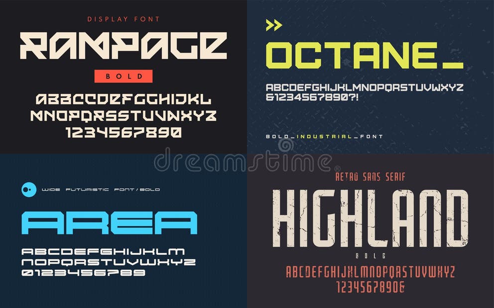 Set of Display Fonts, Typefaces, Vector Uppercase Letters and Nu Stock ...