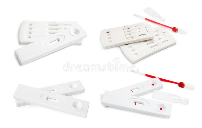 Set with Disposable Express Test Kits for Hepatitis on White Background ...