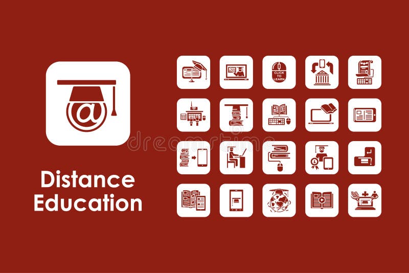 Set of Distance Learning Simple Icons Stock Vector - Illustration of ...