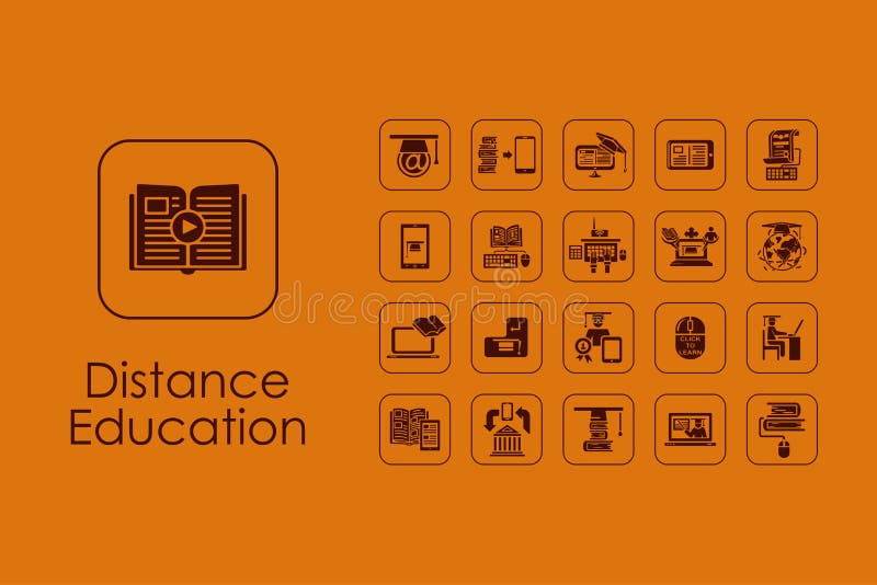 Set of Distance Learning Simple Icons Stock Vector - Illustration of ...