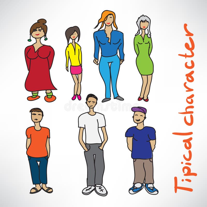 Set of Distinctive Characters of People in the Style Stock Illustration ...