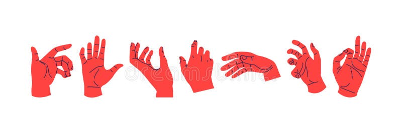 Set of Diverse Human Hands in Different Poses and Gestures Stock Vector ...