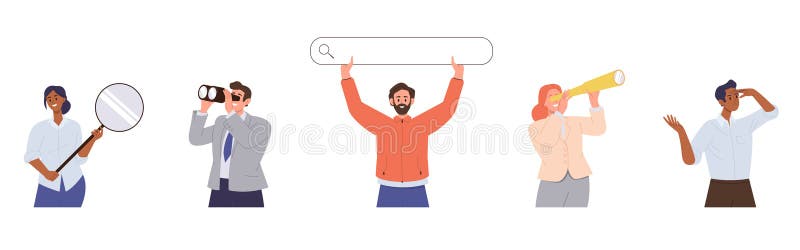 Set of Diverse People Character Searching Information Using Browser Bar ...