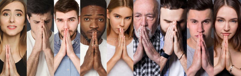 Collage Diverse People Praying Studio Background Stock Photos - Free ...