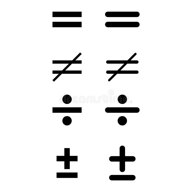 Set of Equal and Not Equal Mathematics Symbol, Education Maths Icon ...
