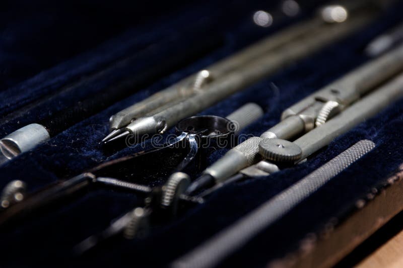 Set of Divider, Compass Inside a Box Stock Photo - Image of drawing ...