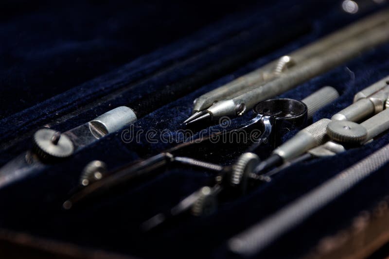 Set of Divider, Compass Inside a Box Stock Photo - Image of measure ...