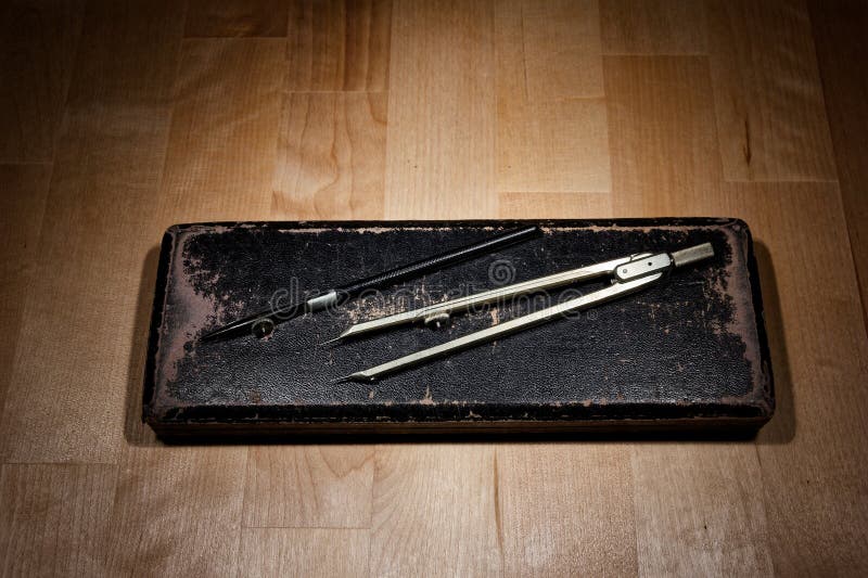 Set of Divider, Compass Inside a Box Stock Image - Image of compass ...