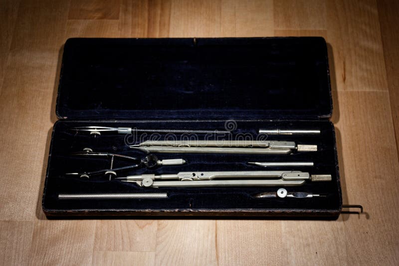 Set of Divider, Compass Inside a Box Stock Image - Image of element ...