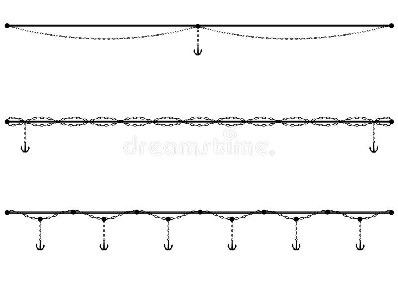 Set of Dividers with Anchor and Chain Stock Vector - Illustration of ...