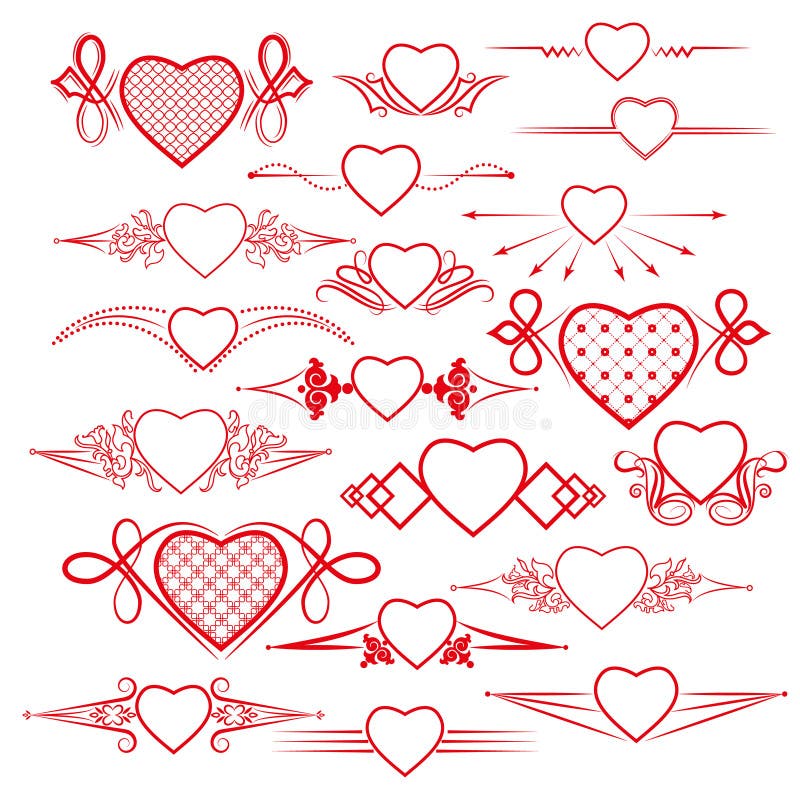 Set of Dividers with the Image of the Heart. Vector Stock Vector ...