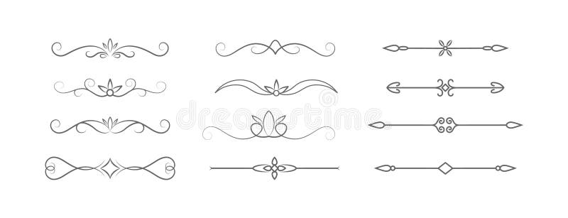 Set of Dividing Lines for Postcards, Banners, Heraldry and Creative ...