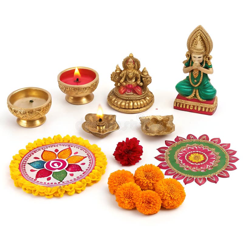 Diwali Objects Vector Set in Cartoon Style Stock Vector - Illustration ...