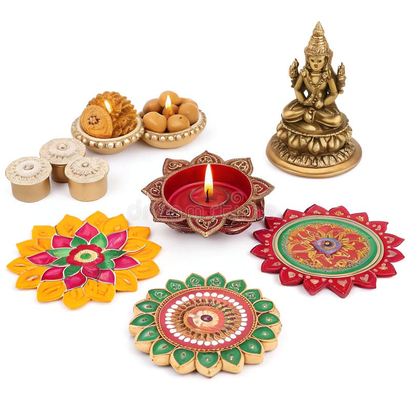 Set of Diwali Objects stock illustration. Illustration of traditional ...