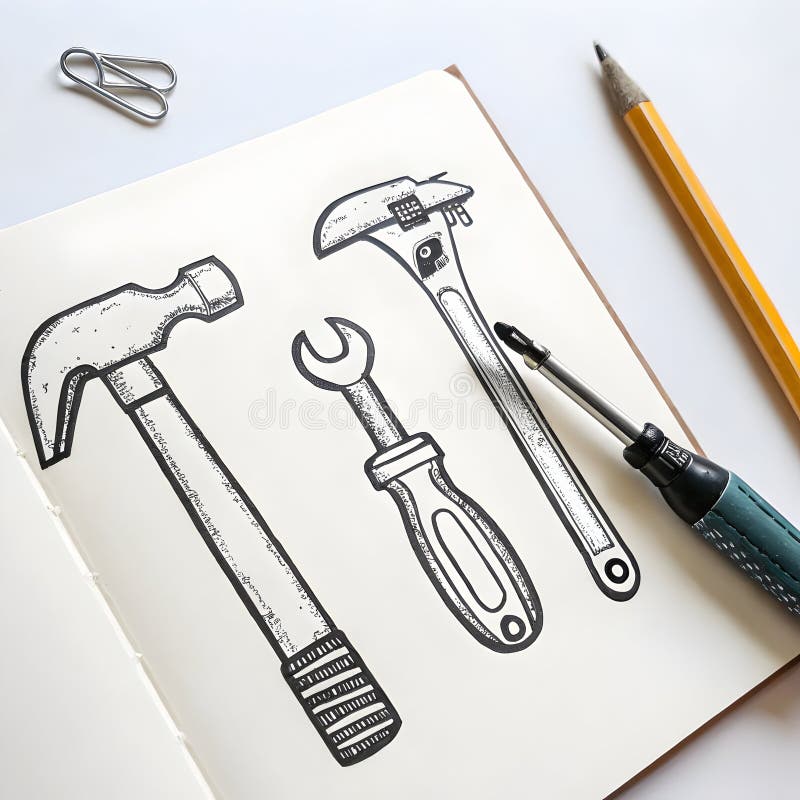 DIY Tools Doodles Isolated on White Background Stock Illustration ...