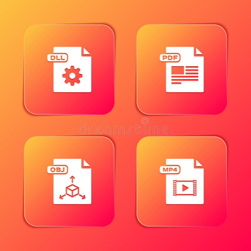 Set DLL File Document, PDF, OBJ and MP4 Icon. Vector Stock Vector ... Set DLL File Document, PDF, OBJ and MP4 Icon. Vector Stock Vector ...