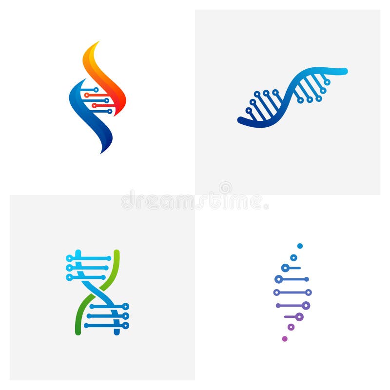 Set of DNA Logo Vector Template, Creative DNA Logo Design Concepts ...