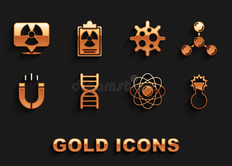 Set DNA Symbol, Molecule, Test Tube and Flask, Atom, Magnet, Virus ... Set DNA Symbol, Molecule, Test Tube and Flask, Atom, Magnet, Virus ...