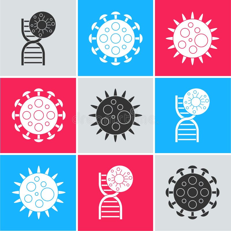 Set DNA Symbol and Virus, Virus and Virus Icon. Vector Stock Vector ...